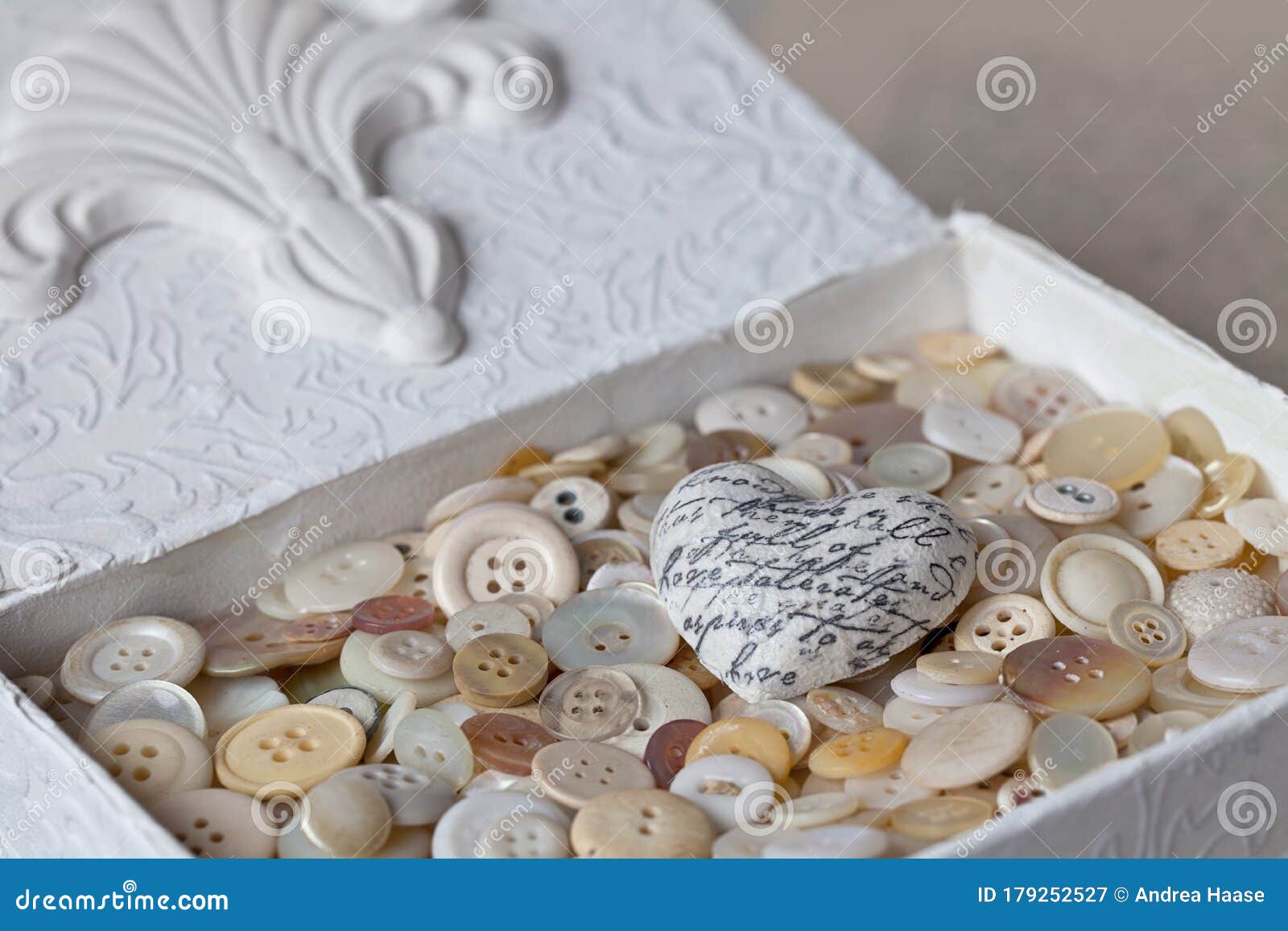 Nostalgic Buttons Still Life with Heart Stock Image - Image of retro ...