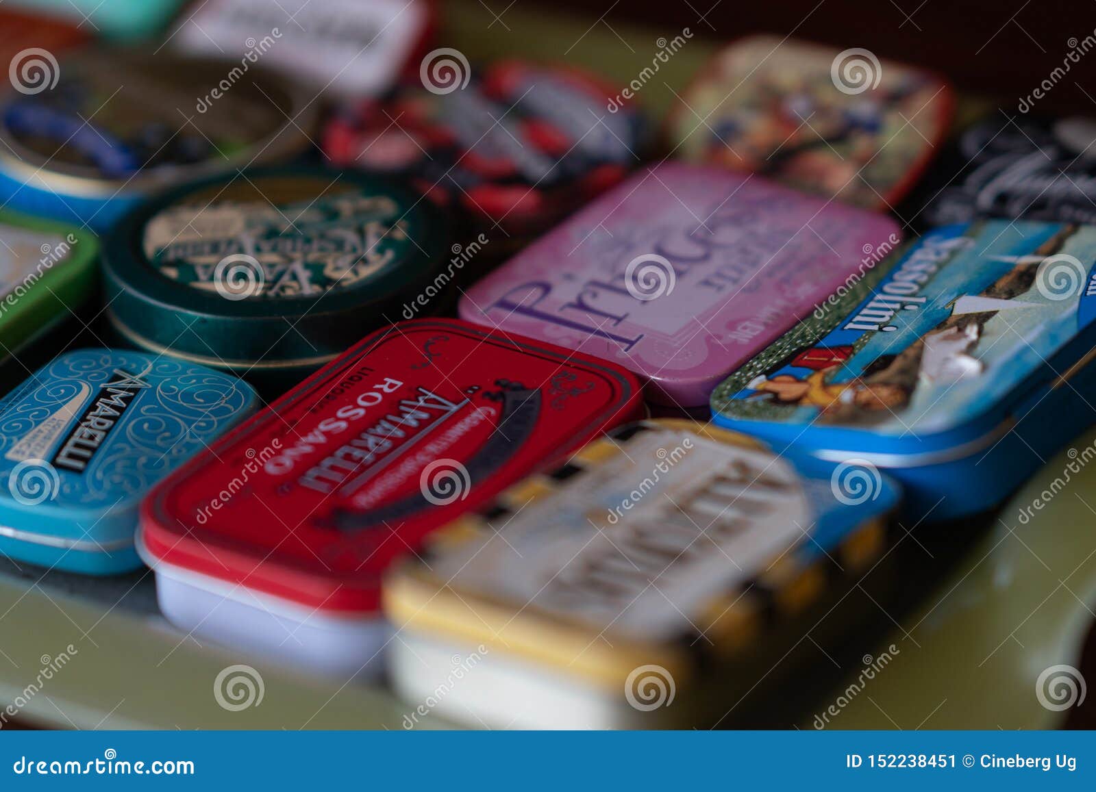 Nostalgic candy tin boxes editorial photo. Image of nostalgia - 152238451