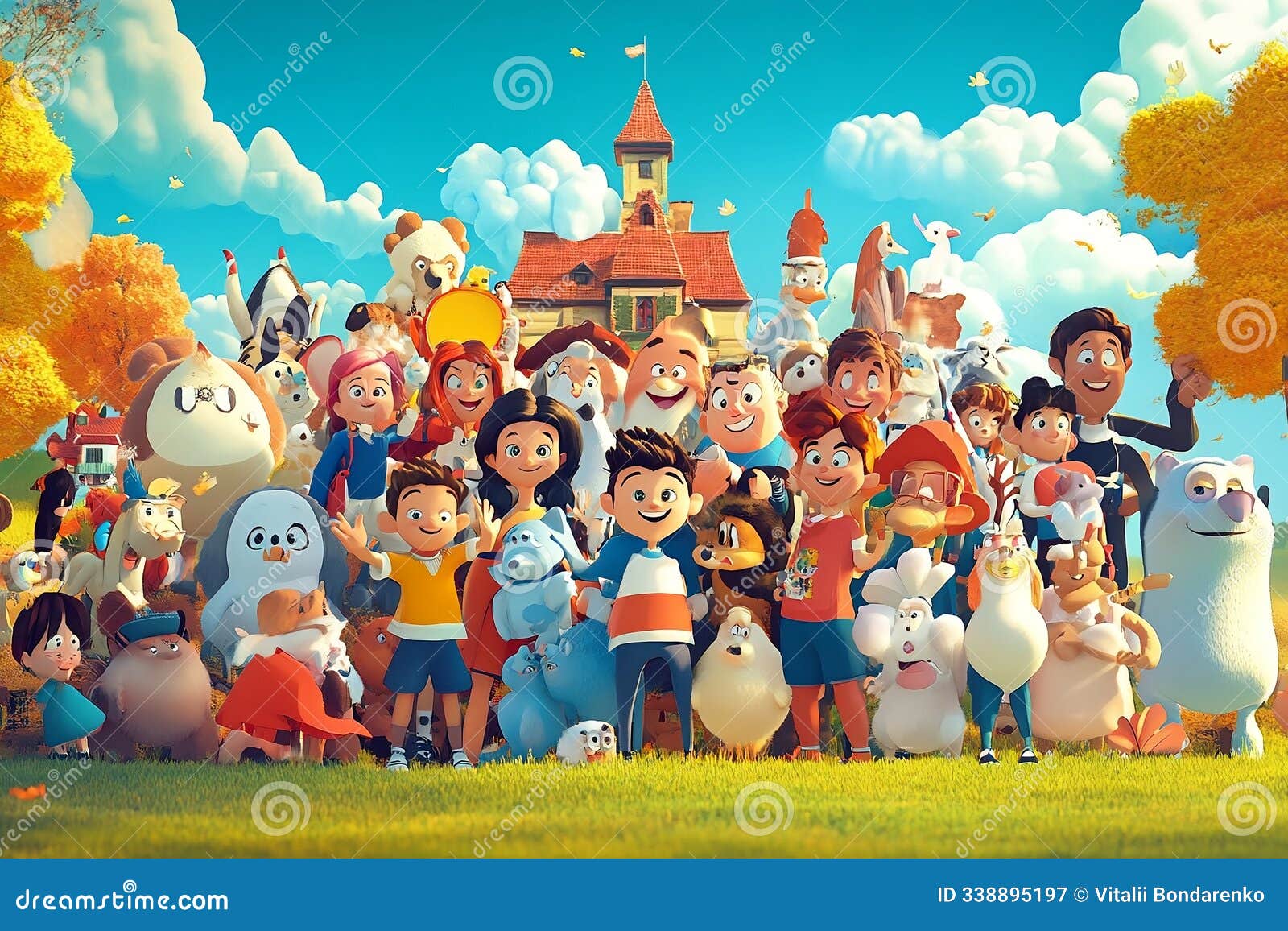 Nostalgic Celebration of Iconic Animated Characters. Stock Illustration ...