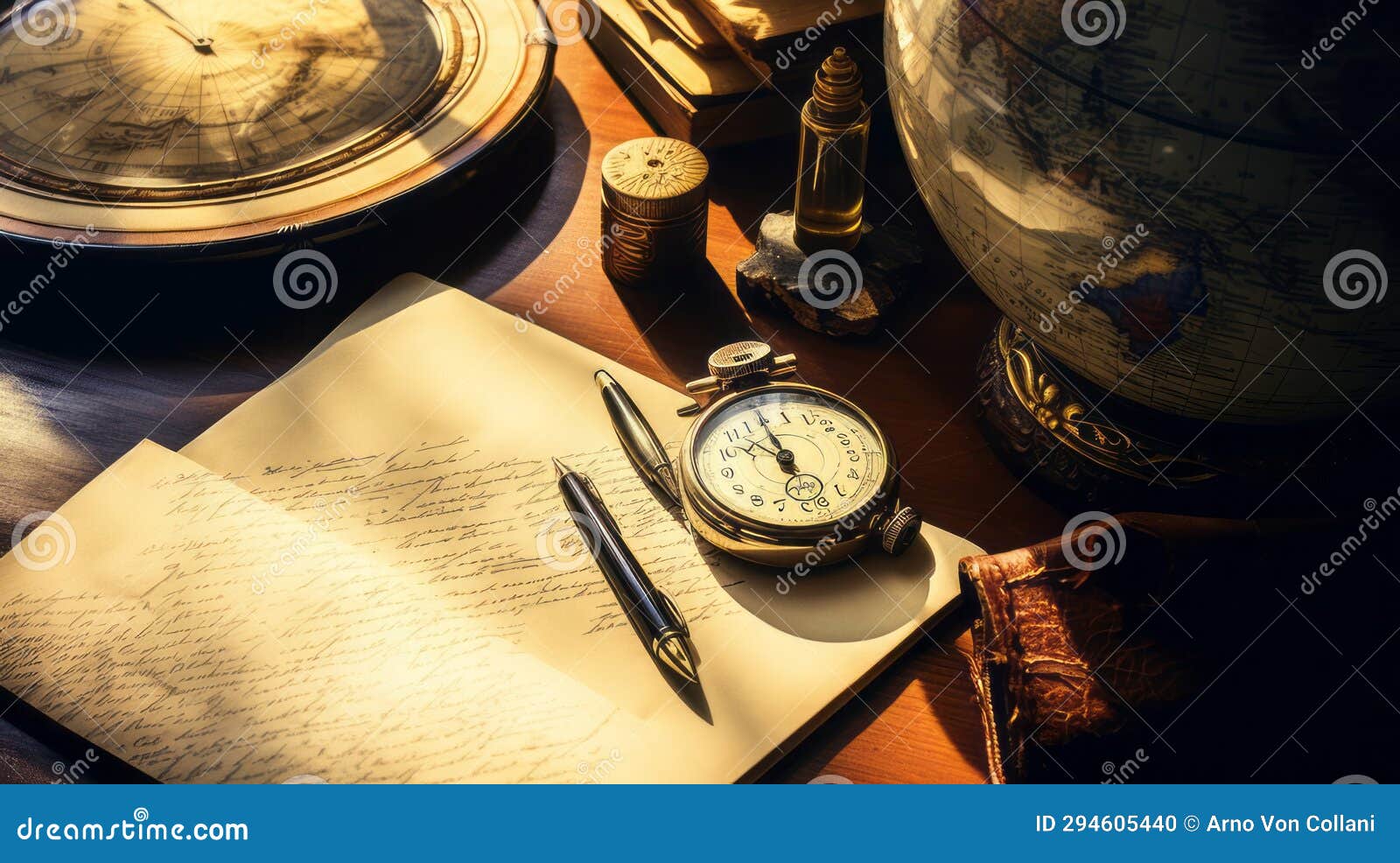 Nostalgic Correspondence: Handwritten Letter, Compass, and Globe ...