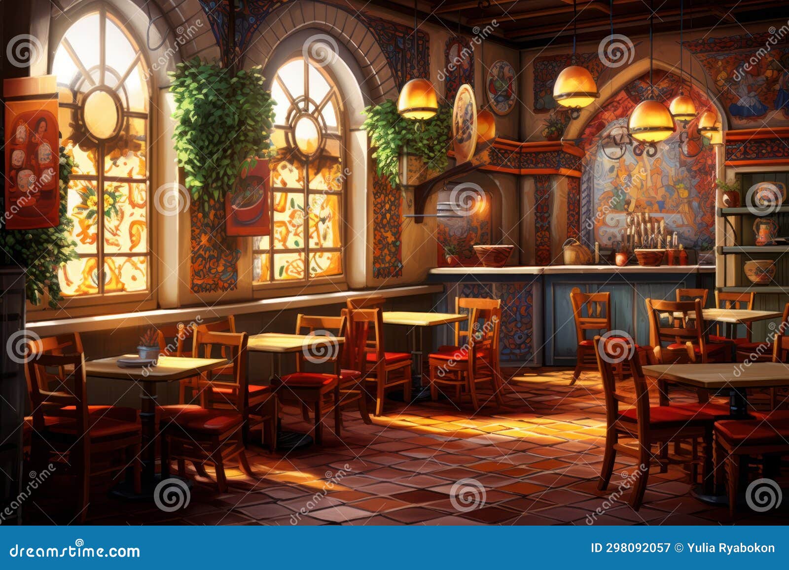 Nostalgic Italian Restaurant Interior. Generate Ai Stock Image - Image ...