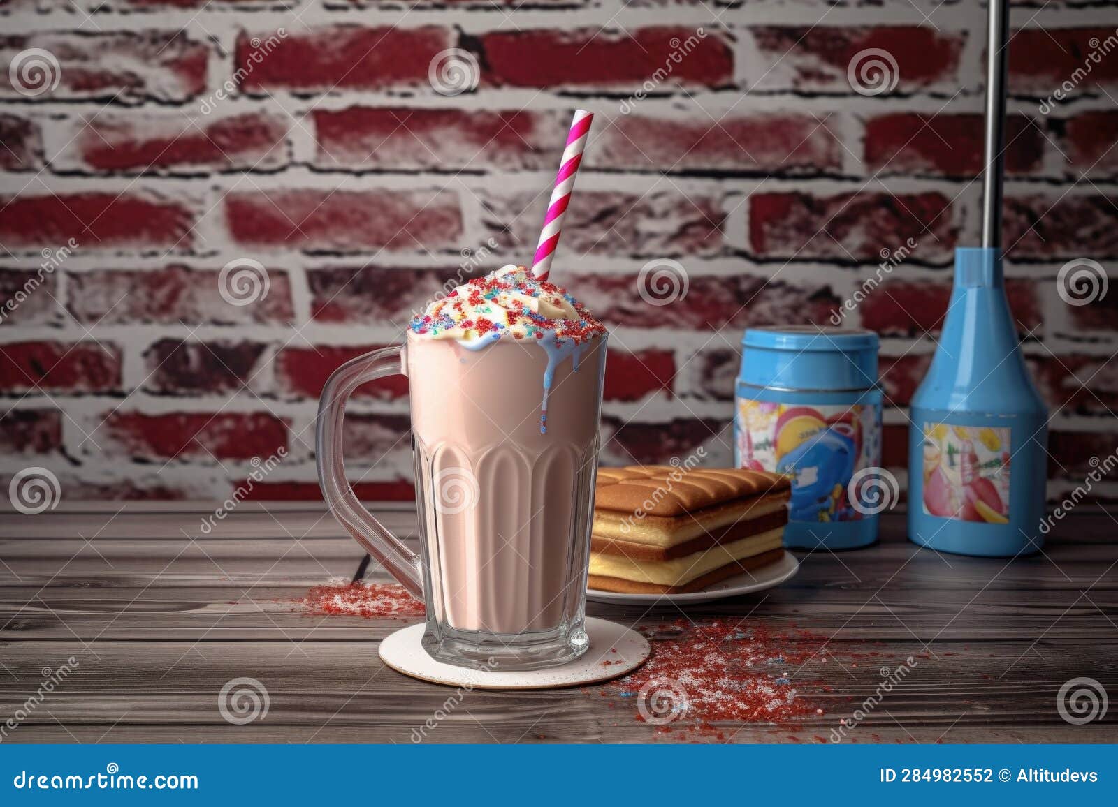 Nostalgic Milkshake Advertisement on Brick Wall Stock Illustration ...