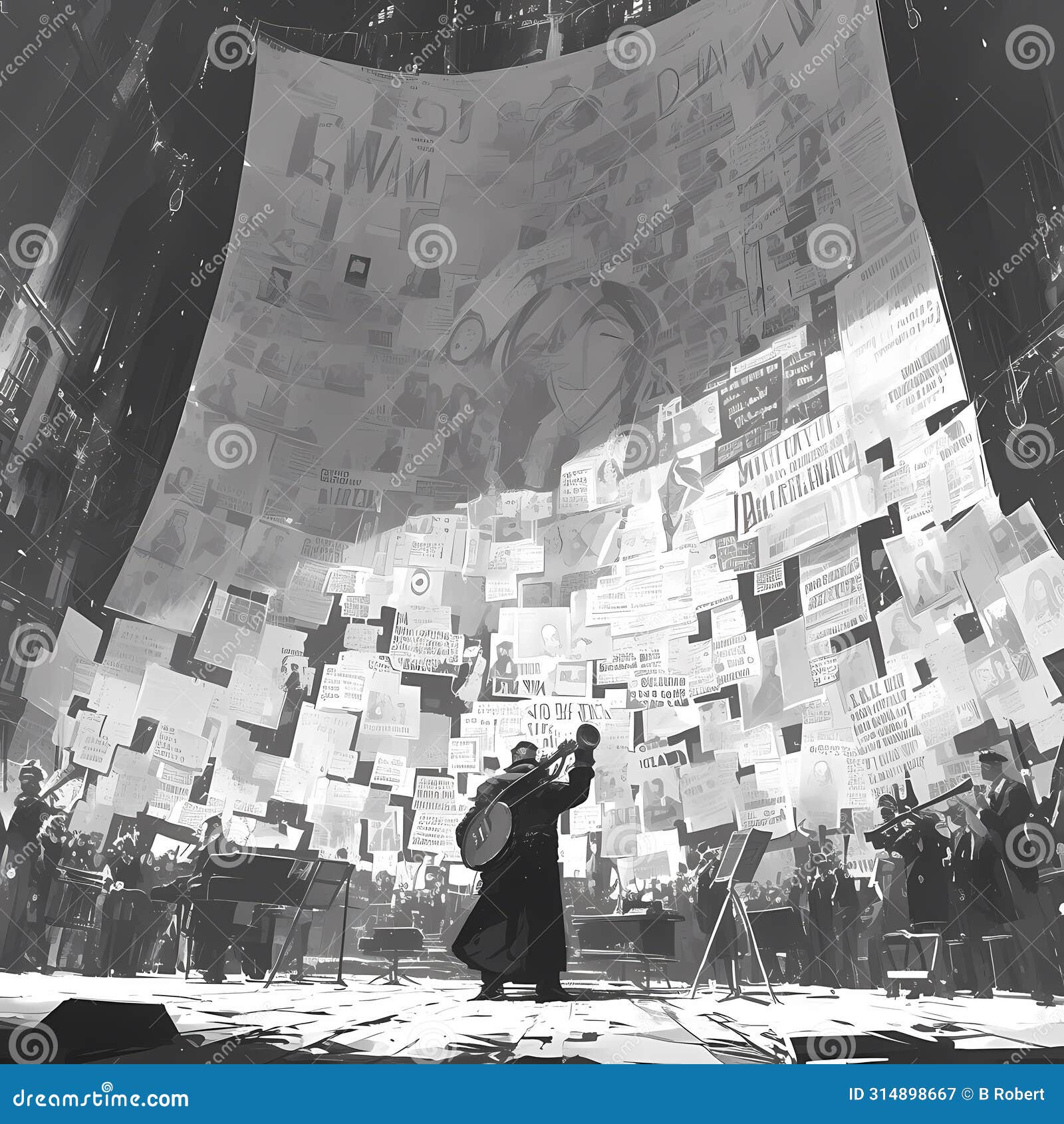 Nostalgic Minstrel Performance Stock Illustration - Illustration of ...