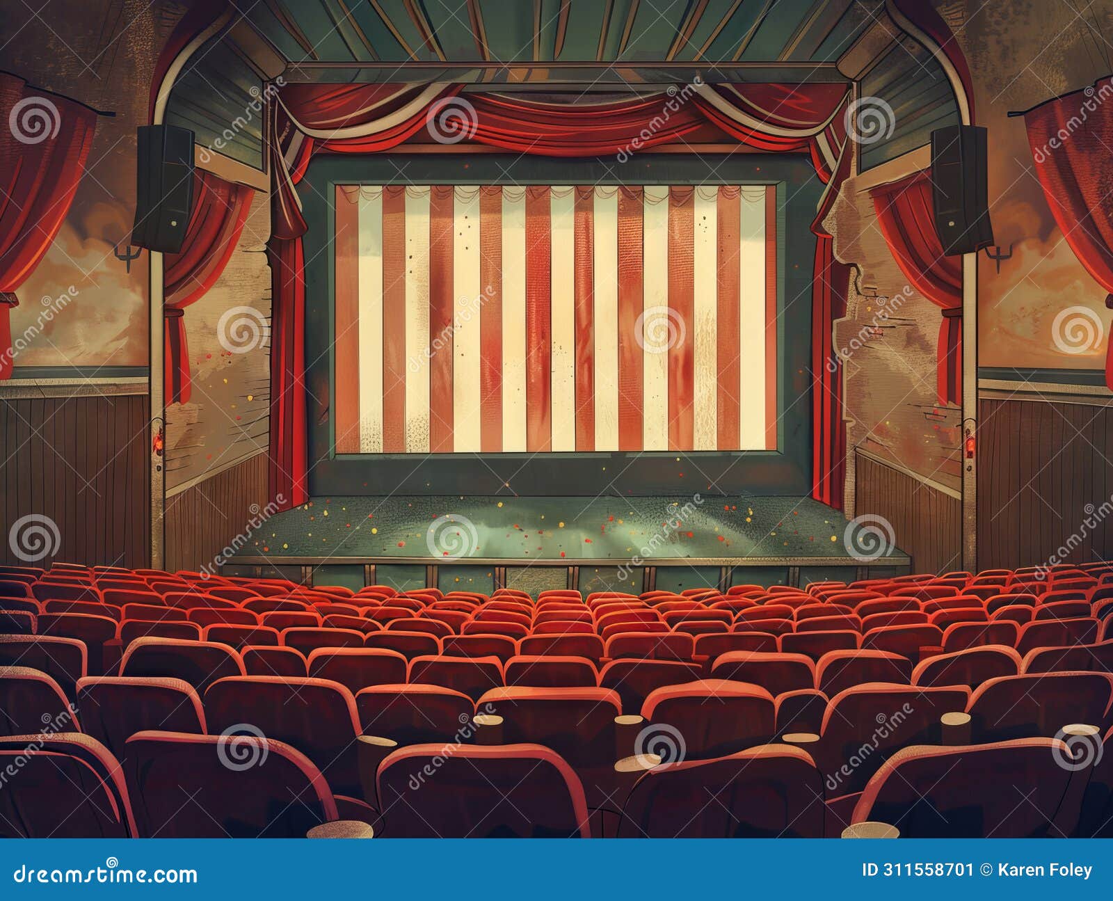 Nostalgic movie theater stock illustration. Illustration of classic ...