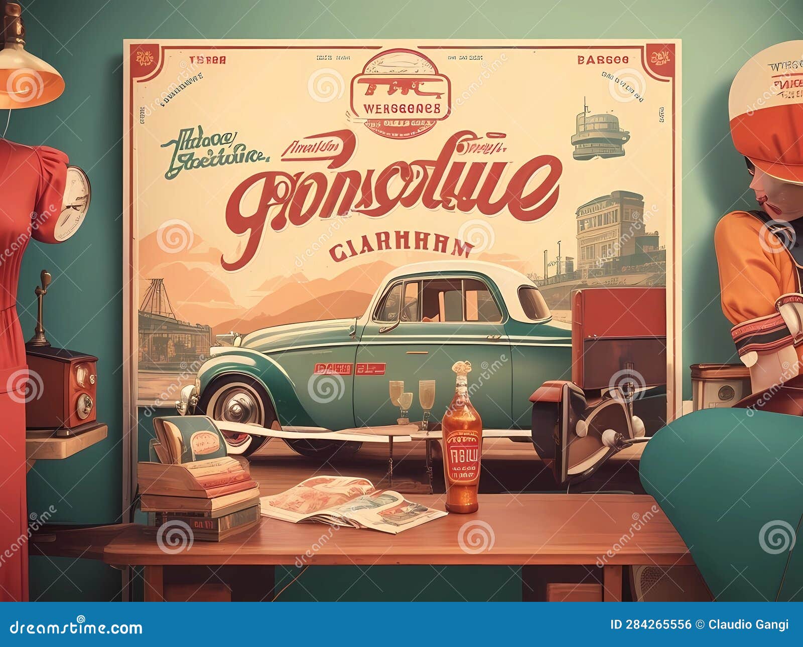 Nostalgic and Retro Styles Background Stock Illustration - Illustration ...