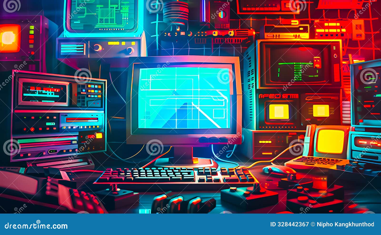 A Nostalgic 90 S Computer Interface Background, with Old-school Icons ...