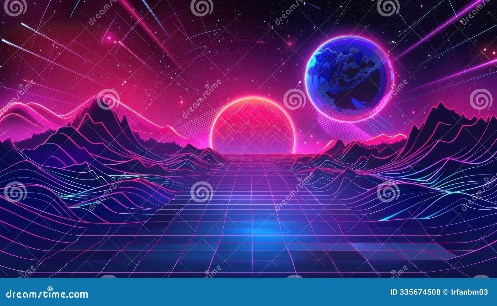 Nostalgic 80s Retro Wave Wallpaper. Detailed High Resolution Background ...