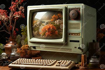 Nostalgic Setup Beige Desktop PC, Keyboard, and Screen Reflect 1990s ...