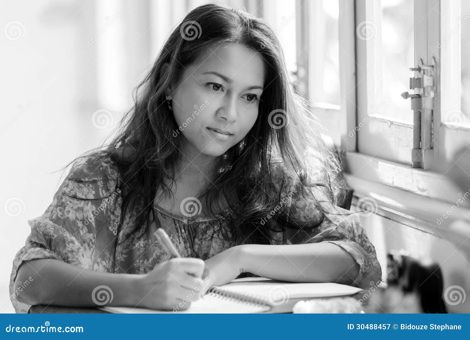 Nostalgic woman stock image. Image of person, asia, monochrome - 30488457