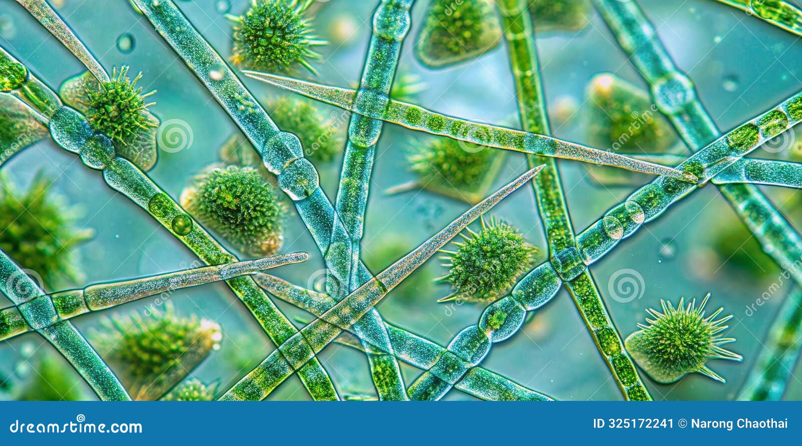 Nostoc Sp Blue Green Algae Under Microscopic View Cyanobacteria AI ...