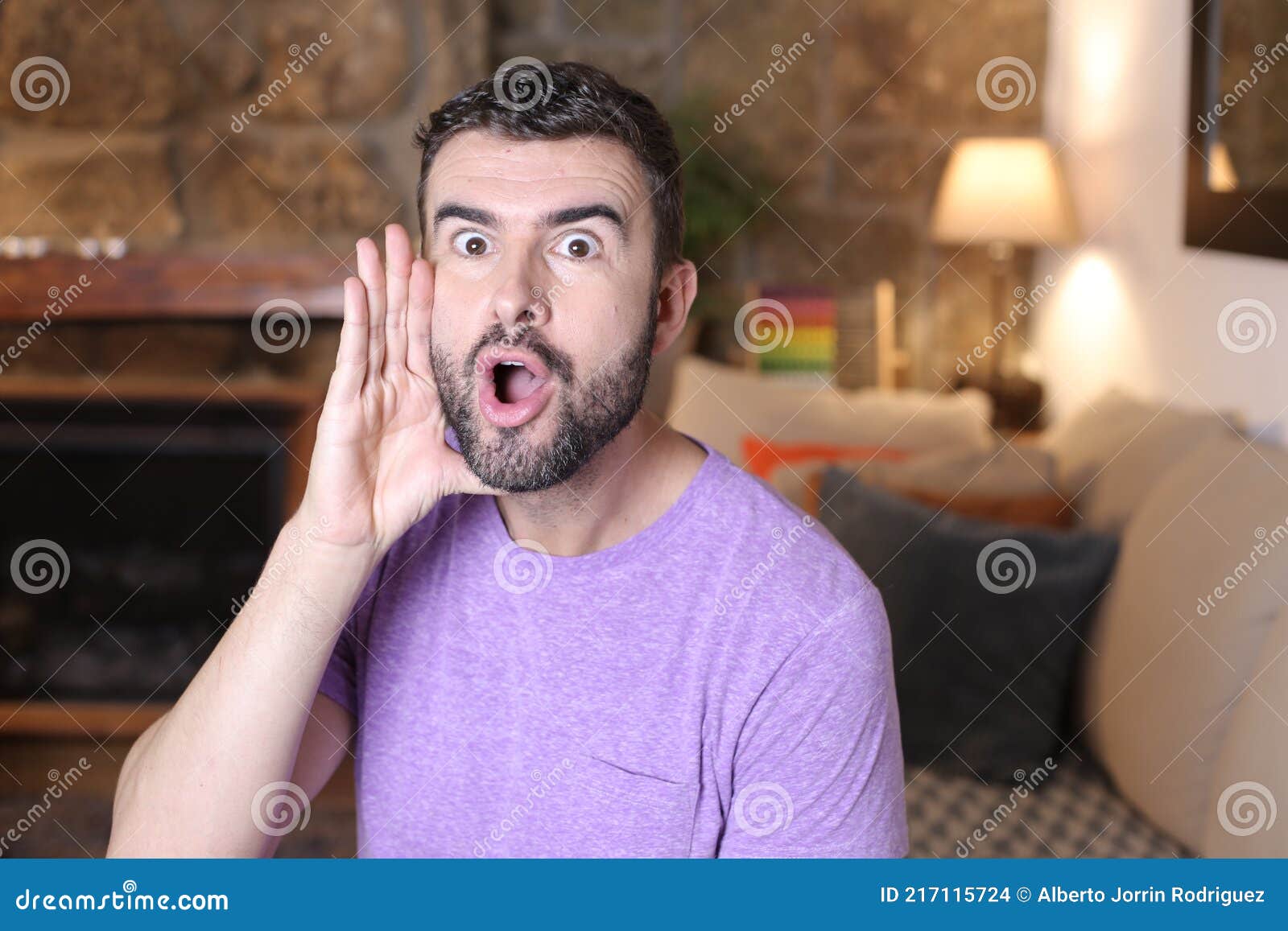 Nosy man telling a secret stock photo. Image of face - 217115724