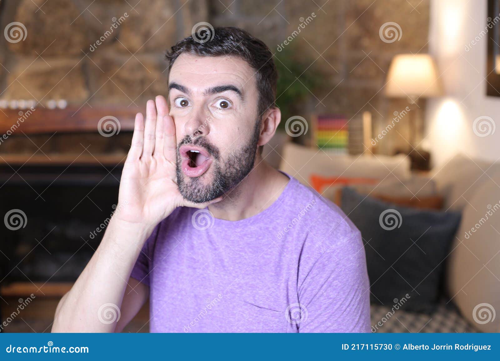 Nosy man telling a secret stock photo. Image of expression - 217115730