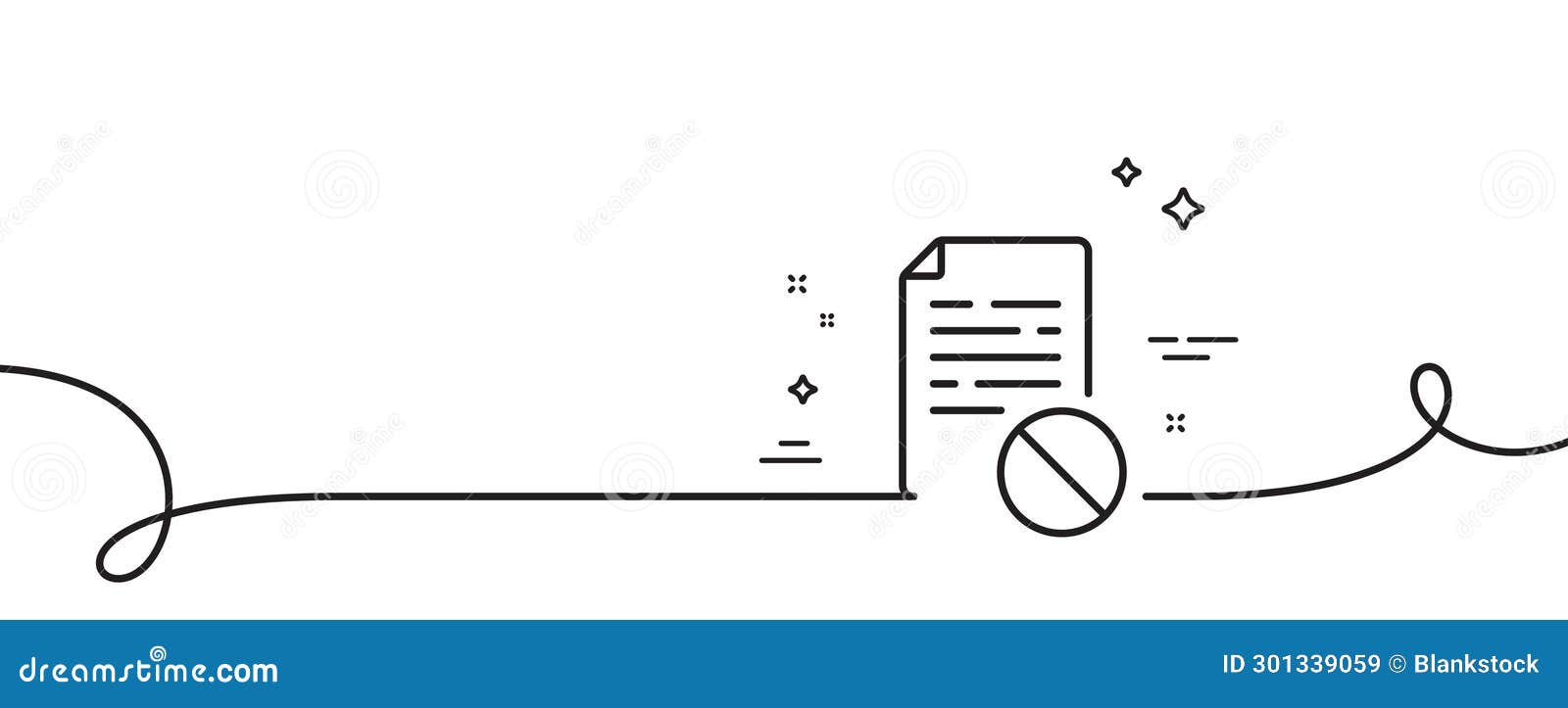 Not Allowed Document Line Icon. No File Sign. Continuous Line with Curl ...