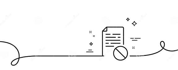 Not Allowed Document Line Icon. No File Sign. Continuous Line with Curl ...