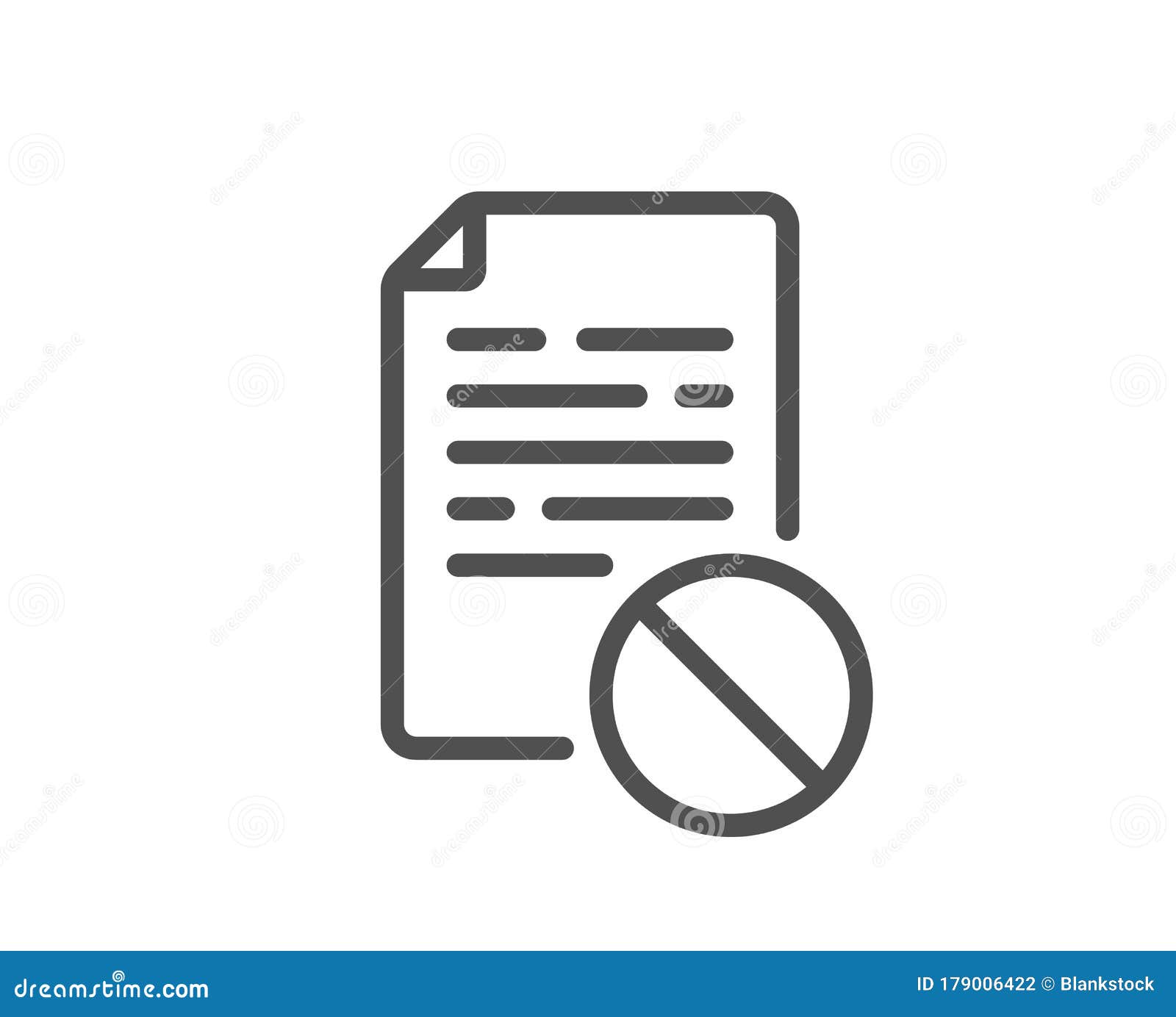Not Allowed Document Line Icon. No File Sign. Vector Stock Vector ...