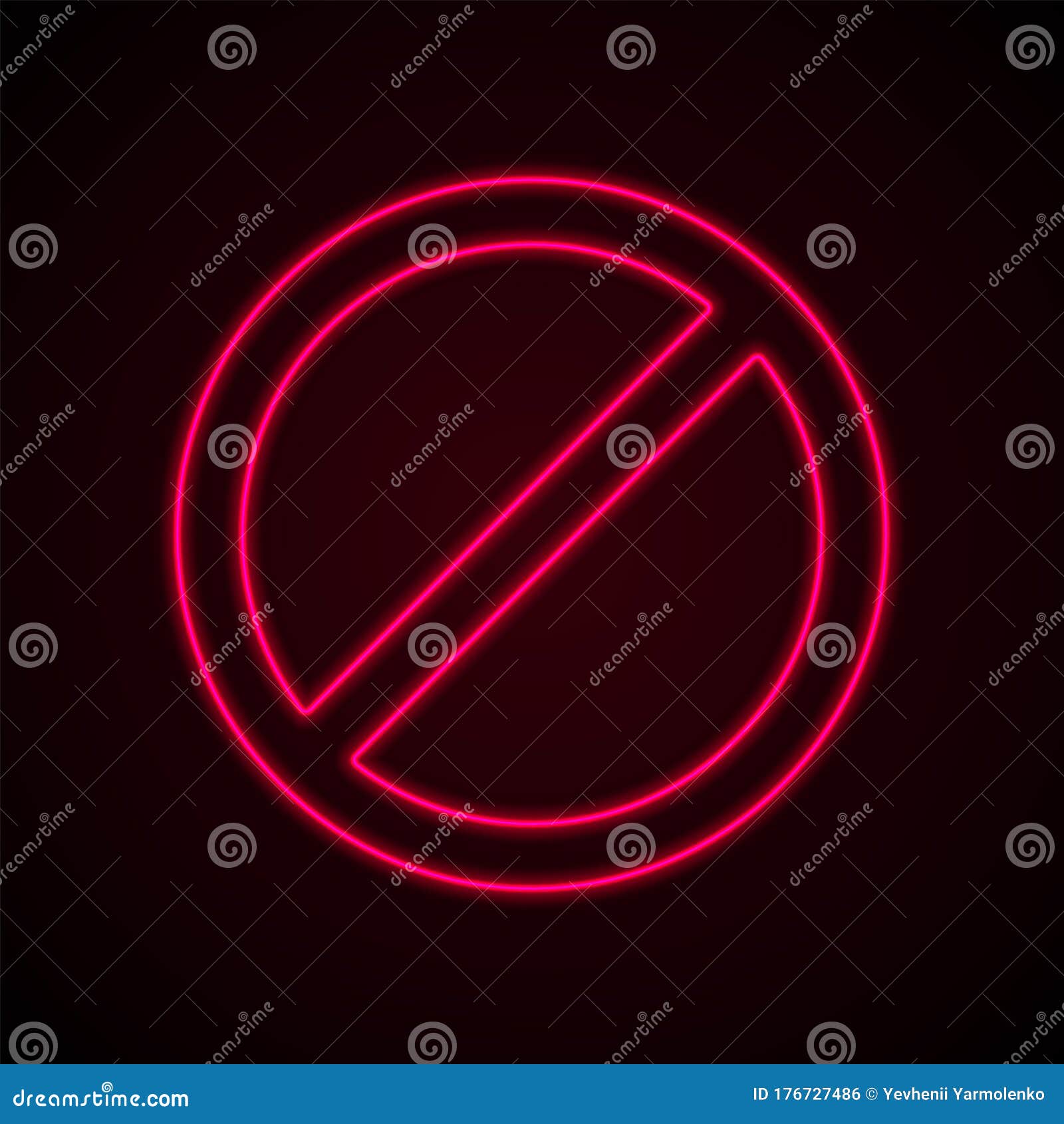 Not Allowed Sign. Neon Glowing Graphic Design. Vector Illustration ...