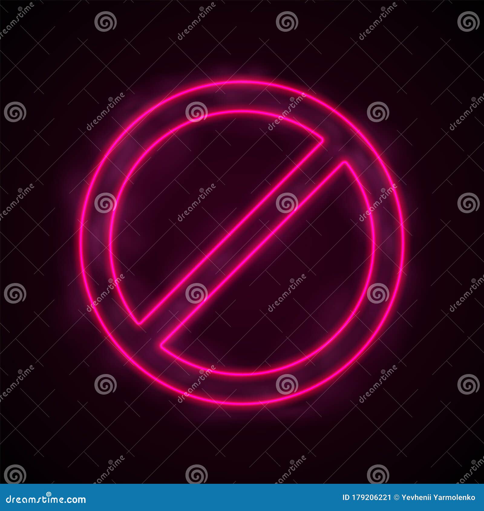 Not Allowed Sign. Neon Glowing Graphic Design. Vector Illustration ...