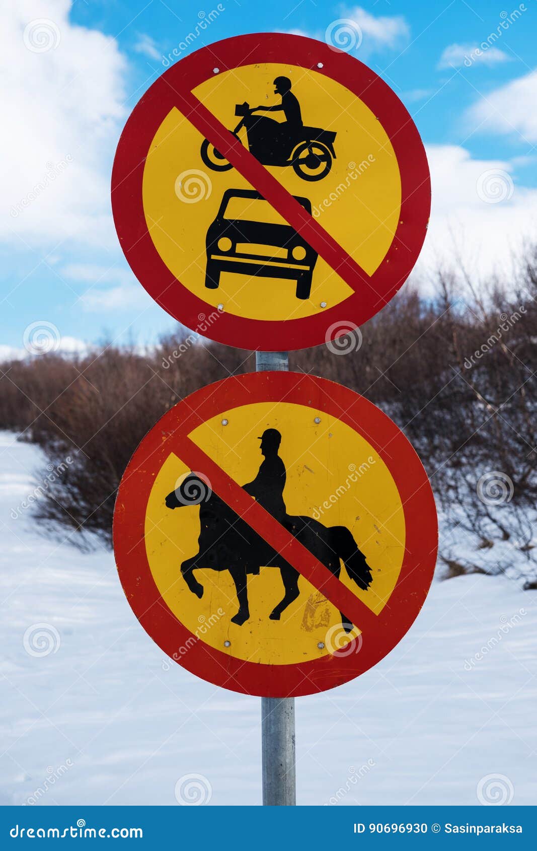 Not Allowed Transport Vehicle Sign Post, Isolated on White Background ...