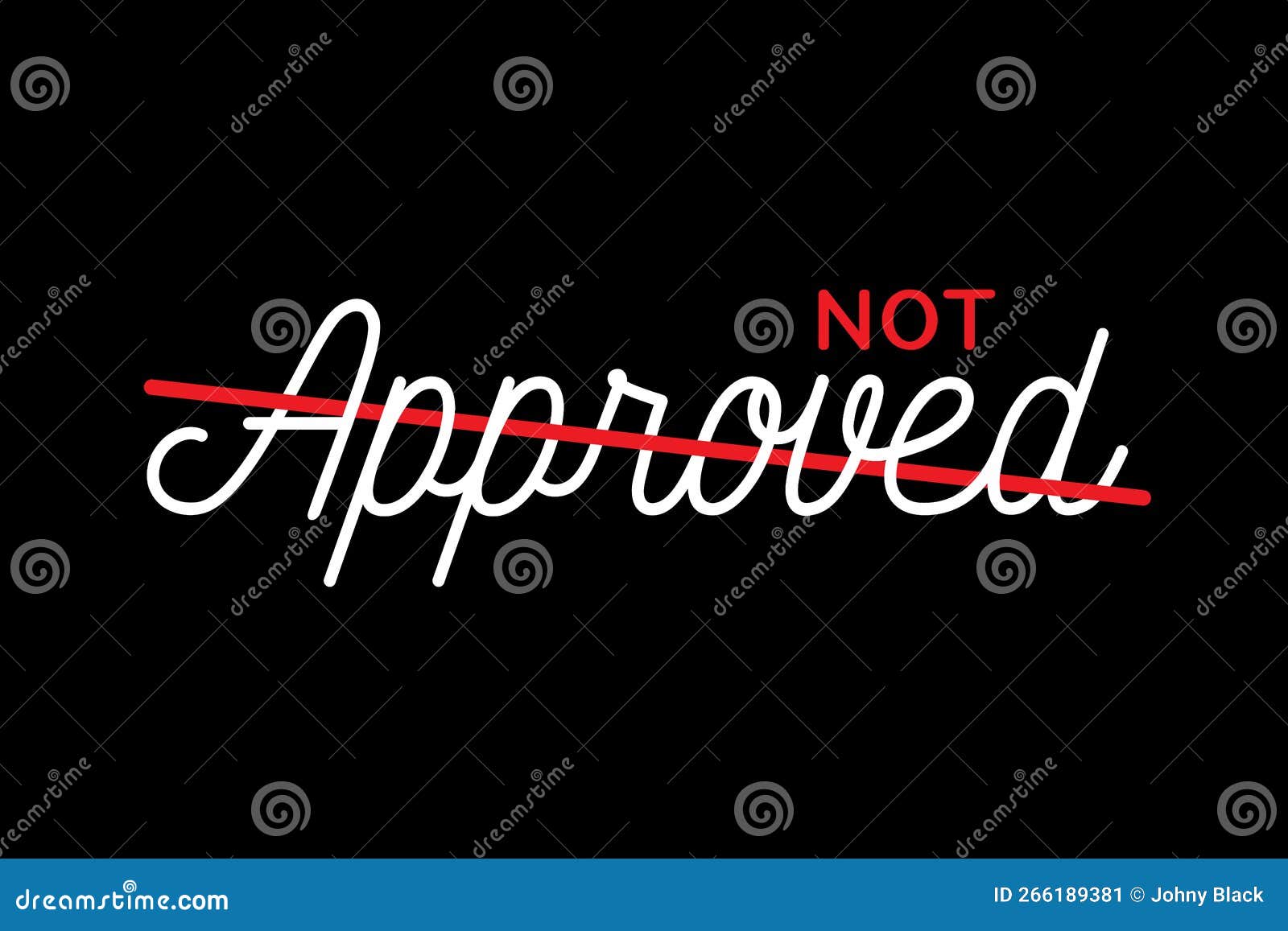 Not Approved Hand Drawing Lettering Design Template. Vector and ...