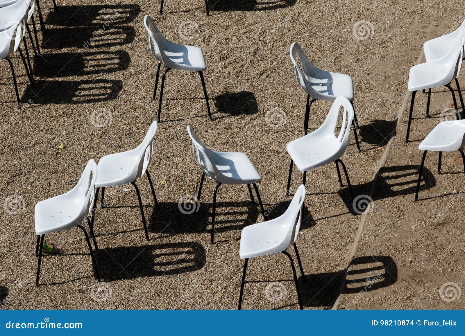 Not arranged white chairs stock photo. Image of arranged - 98210874