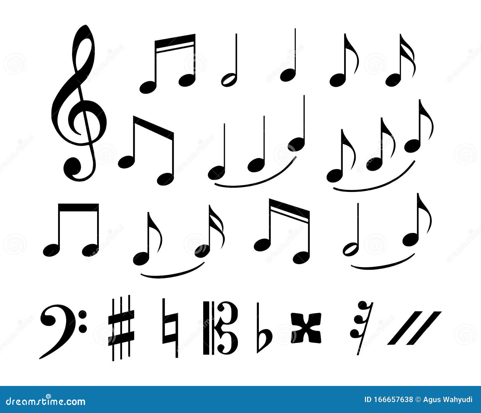 Set of Musical Annotations or Music Note Elements Concept. Stock Vector ...