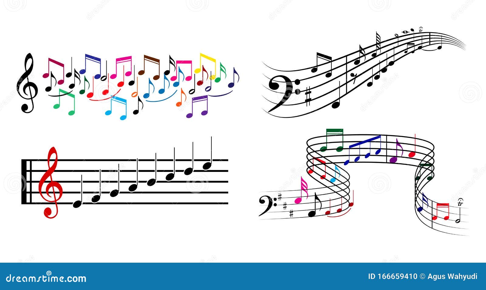 Set of Musical Annotations or Music Note Elements Concept. Stock Vector ...