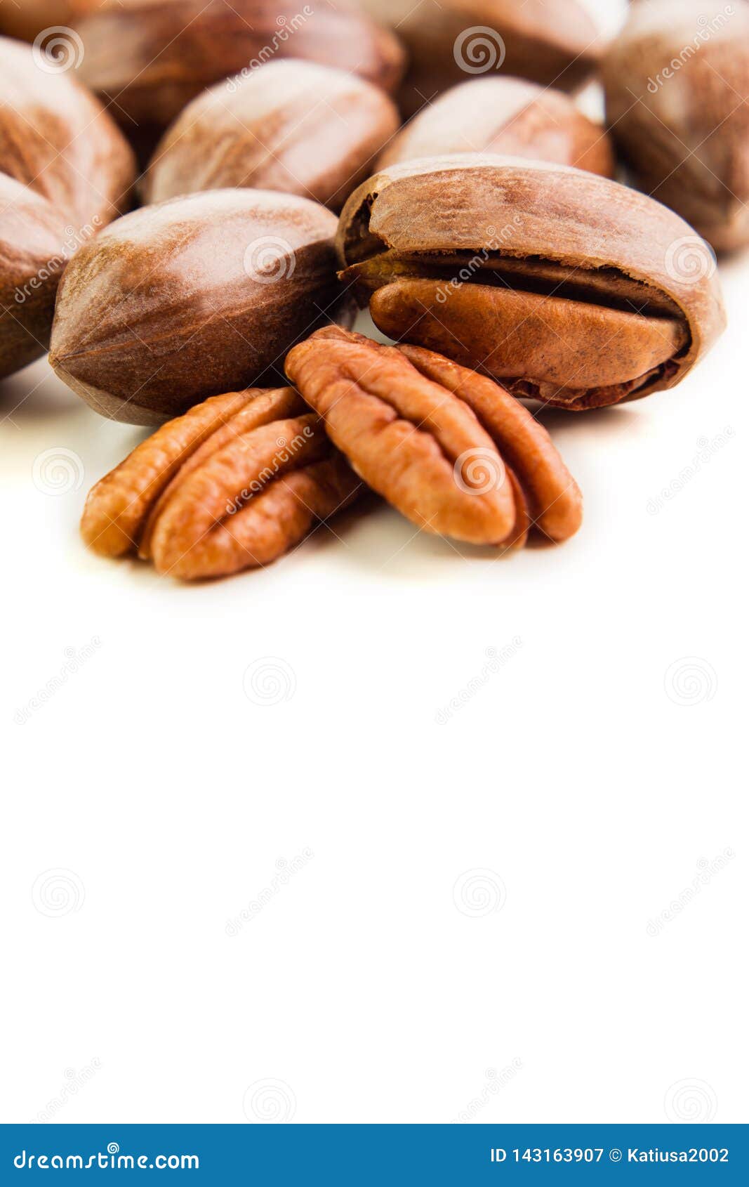Not Cleaned Pecan Nuts in the Shell Isolated on White Stock Image ...