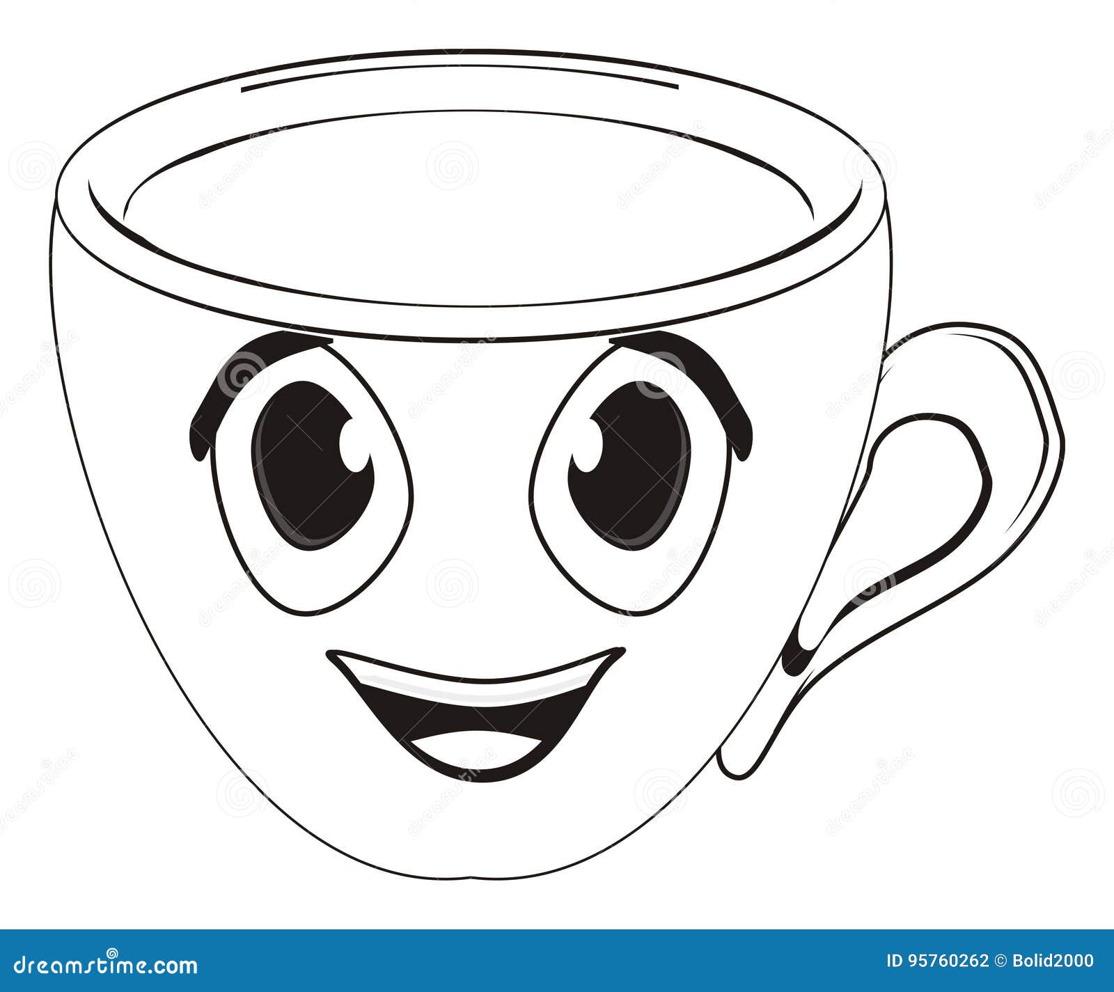 Not colored happy cup stock illustration. Illustration of color - 95760262