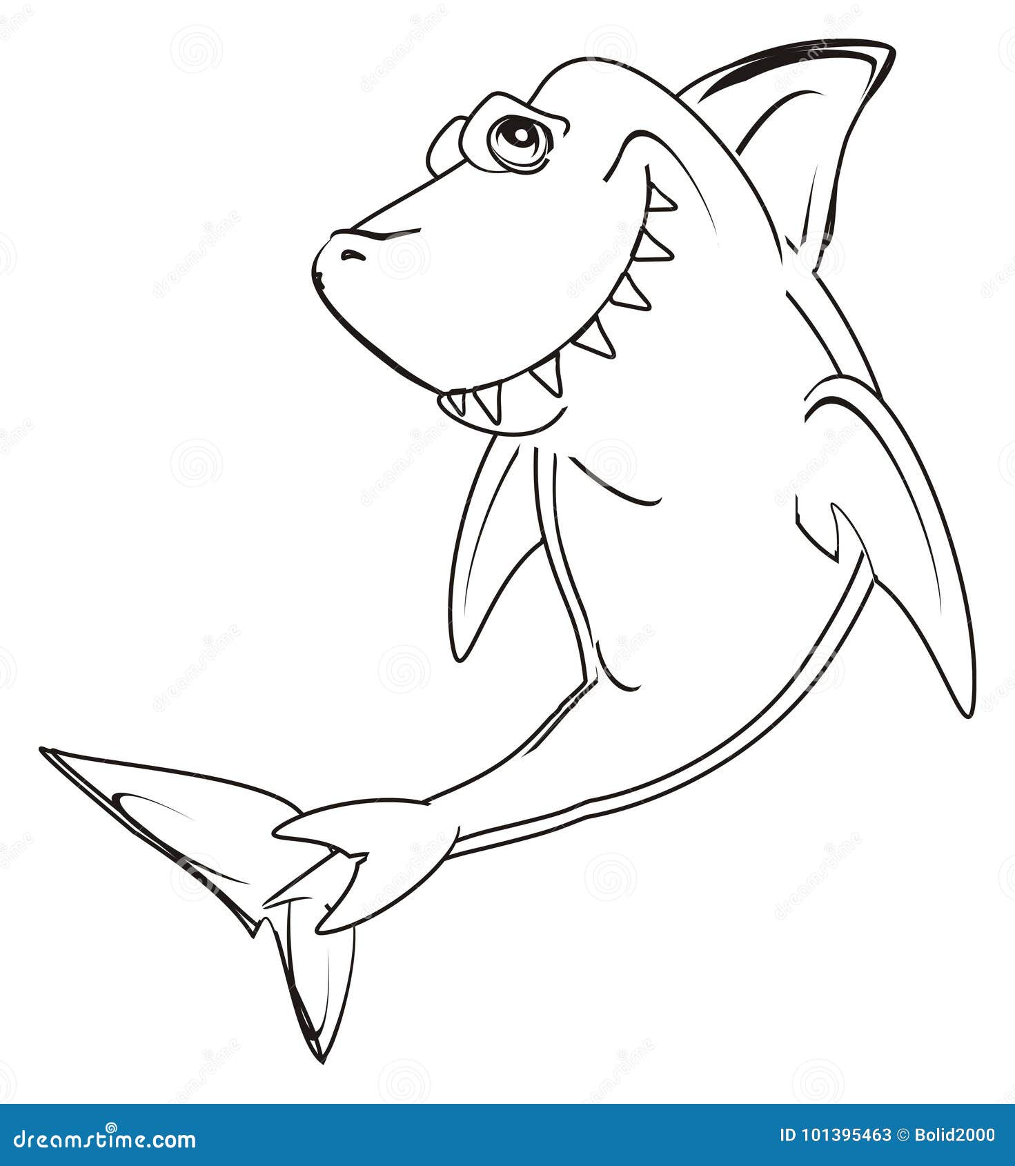 Not colored shark stock illustration. Illustration of ocean - 101395463