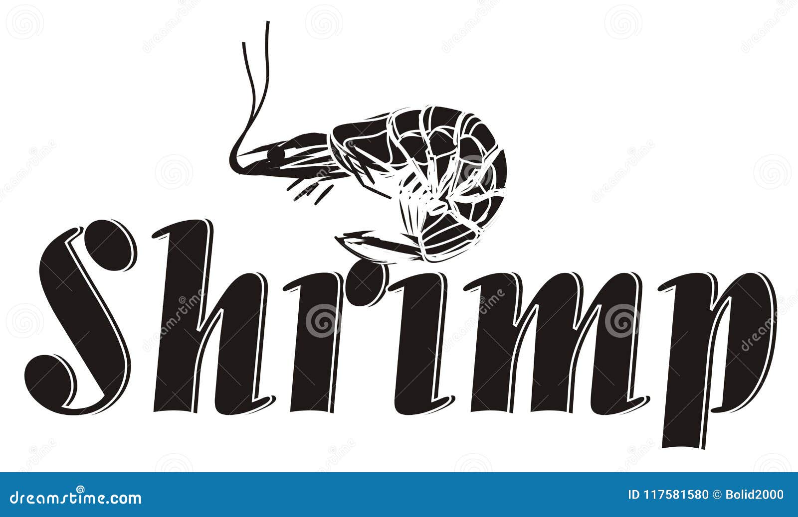 Not Colored Shrimp and Letters Stock Illustration - Illustration of ...