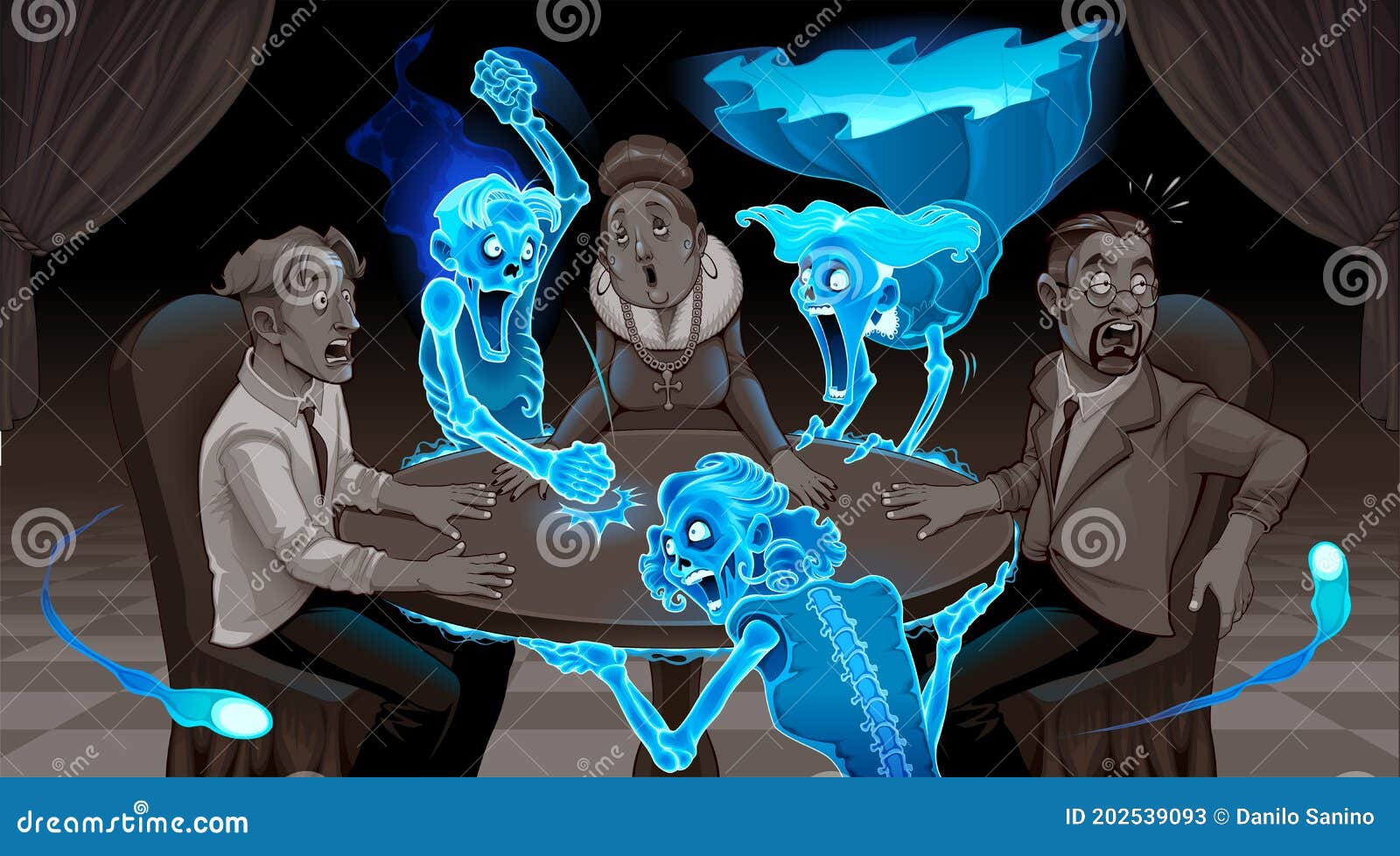 We are Not Dead. Cartoon Representation of a Seance Stock Vector ...