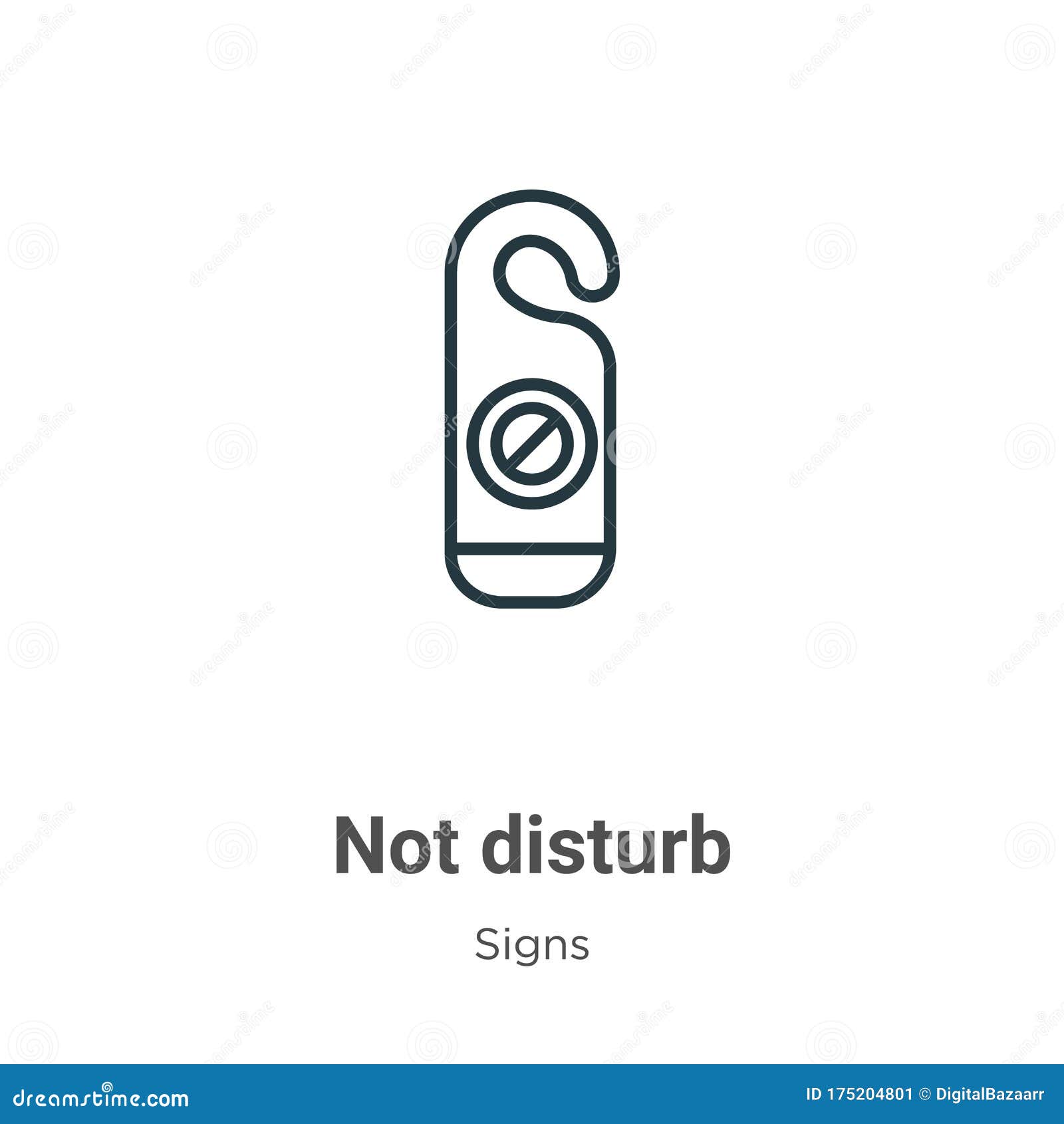 Not Disturb Outline Vector Icon. Thin Line Black Not Disturb Icon, Flat Vector Simple Element ...