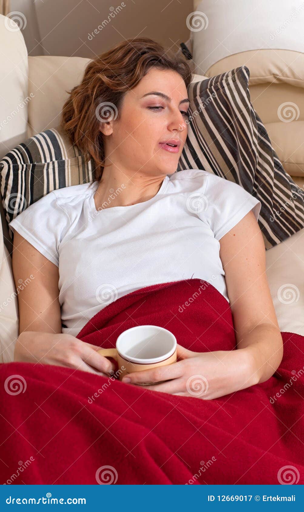 Not Feeling Well, at Home on the Couch Stock Image - Image of couple ...