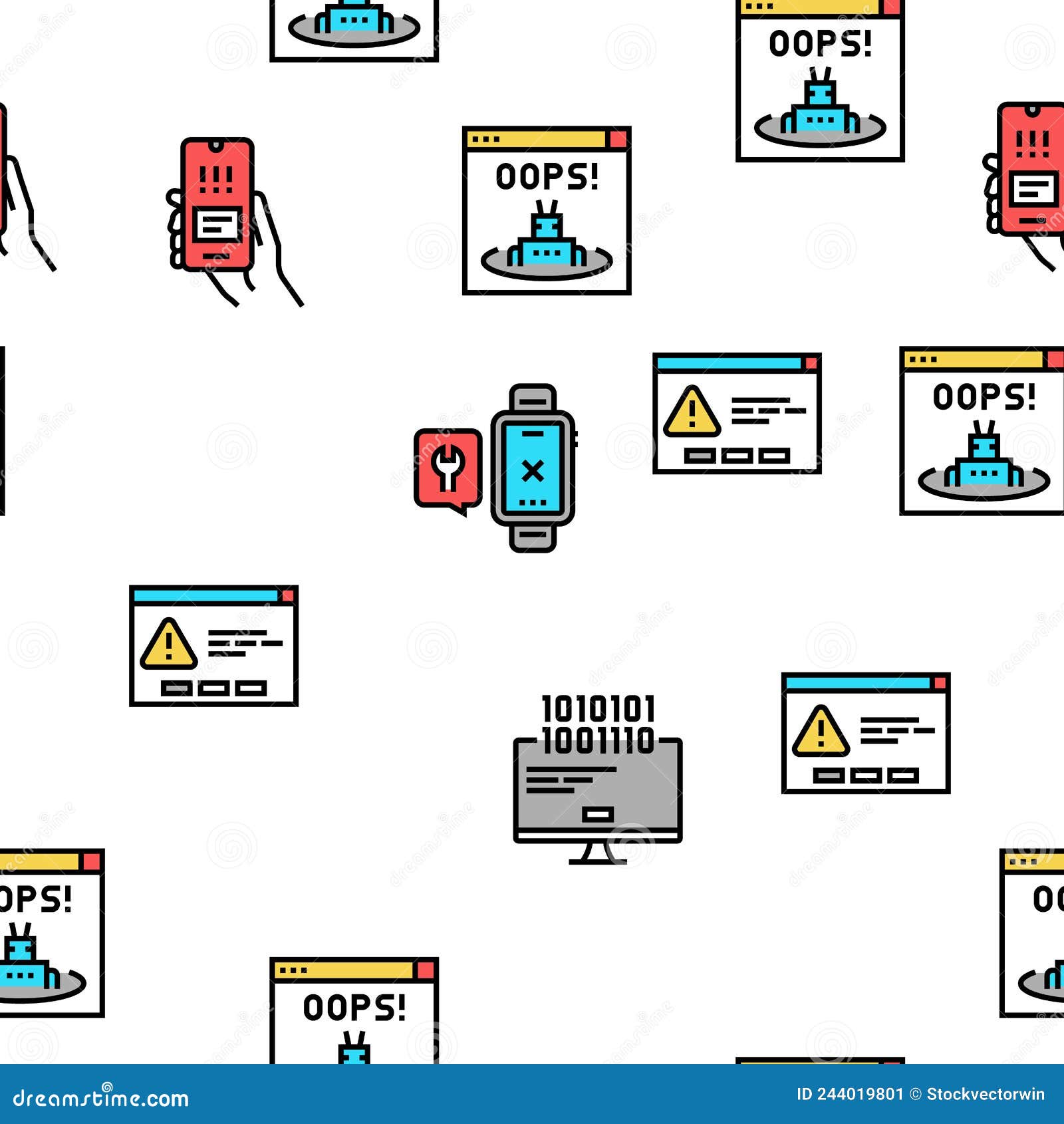 Not Found Web Page Vector Seamless Pattern Stock Vector - Illustration ...
