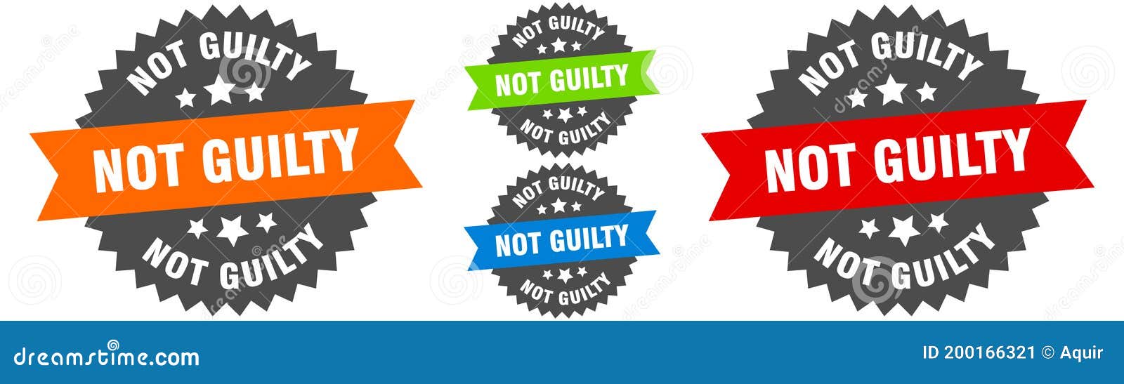 Not Guilty Sign. Round Ribbon Label Set. Seal Stock Vector ...