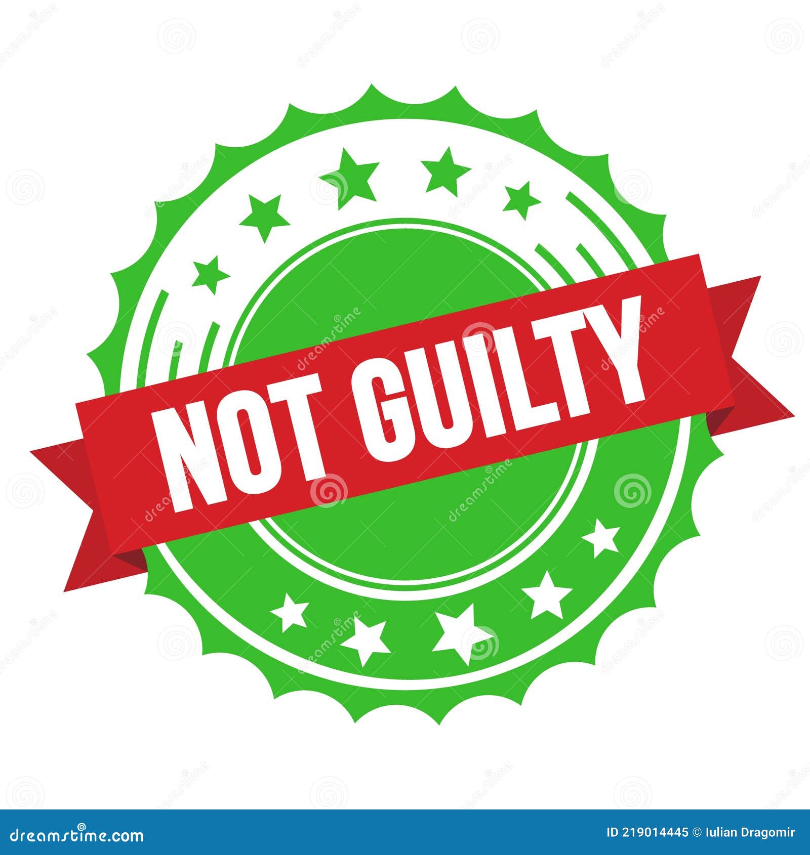 NOT GUILTY Text on Red Green Ribbon Stamp Stock Illustration ...
