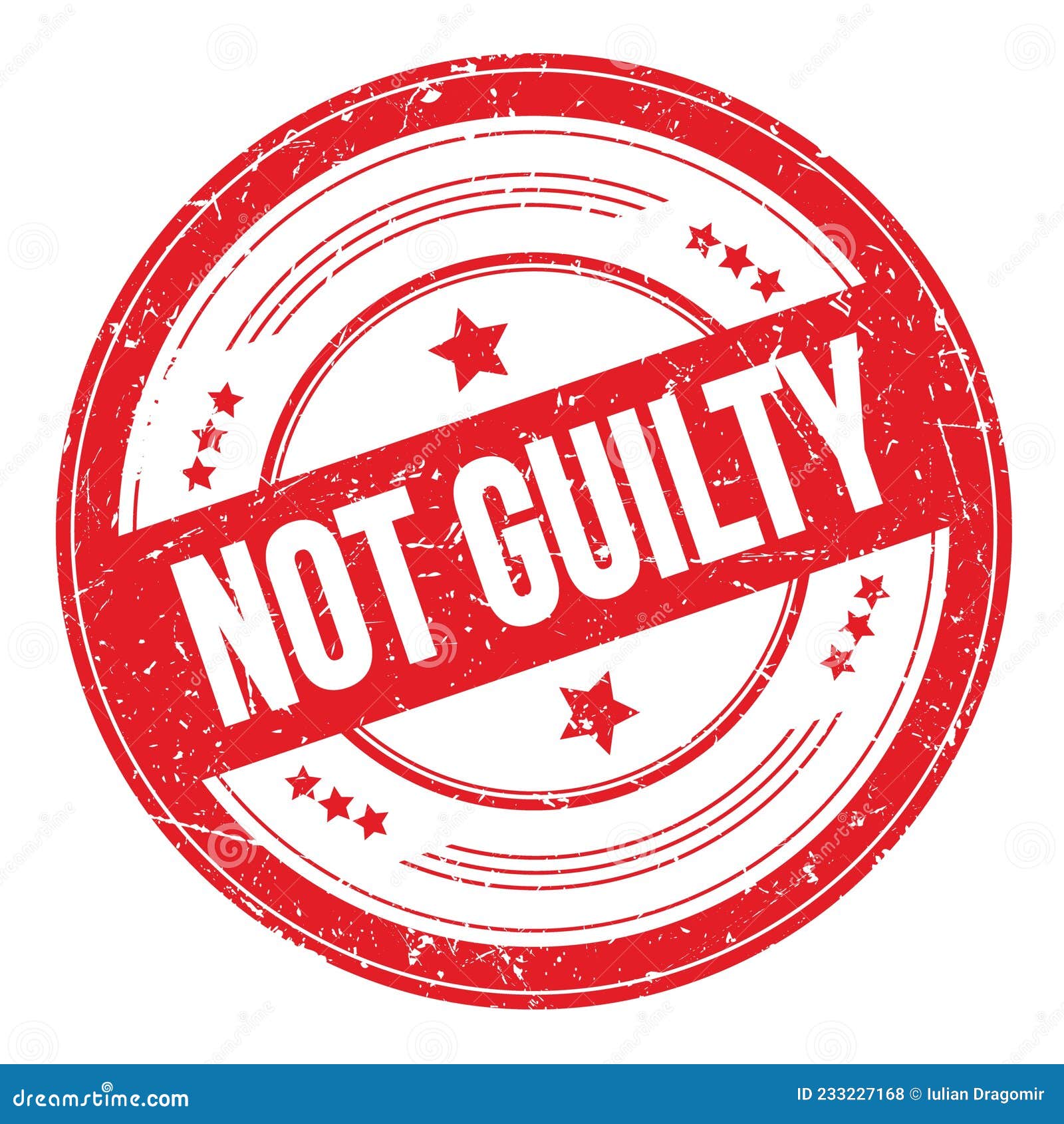 NOT GUILTY Text on Red Round Grungy Stamp Stock Illustration ...