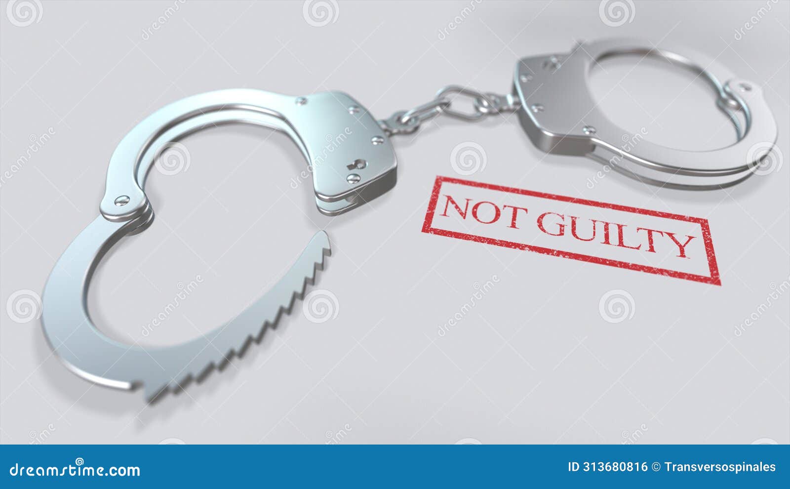 Not Guilty Word and Handcuffs 3D Illustration Stock Illustration ...
