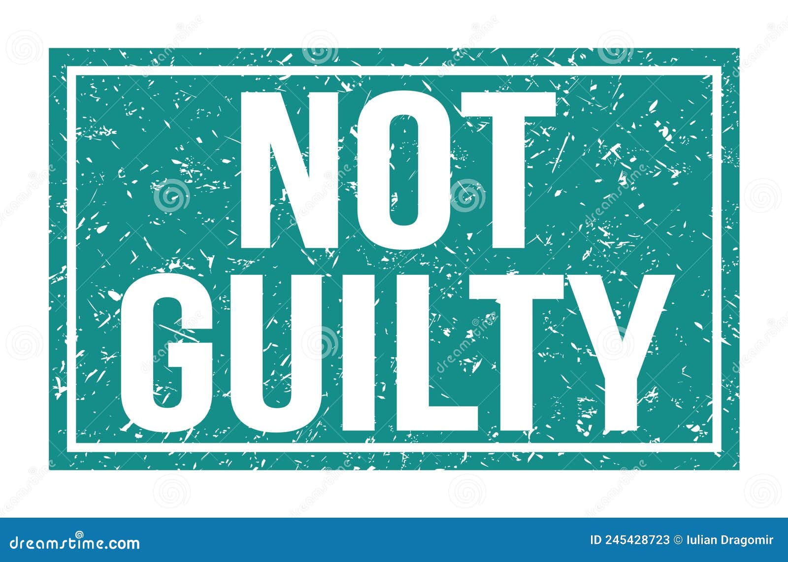 NOT GUILTY, Words on Blue Rectangle Stamp Sign Stock Illustration ...