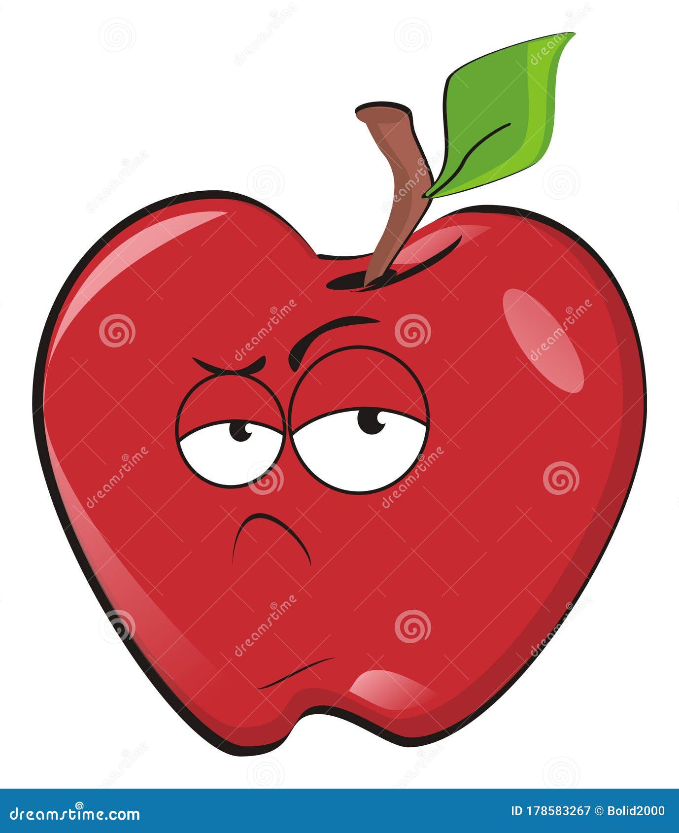 Sad red apple stock illustration. Illustration of school - 178583267