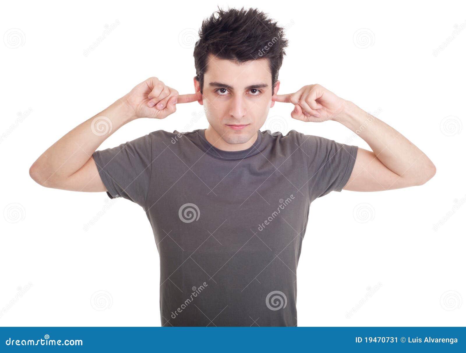 Not hearing stock image. Image of hands, caucasian, hear - 19470731