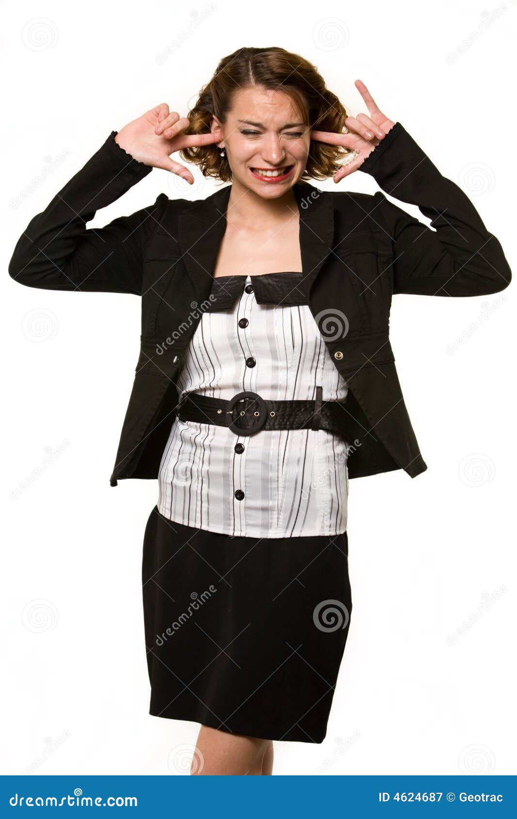 Not listening stock image. Image of pretty, clothing, black - 4624687