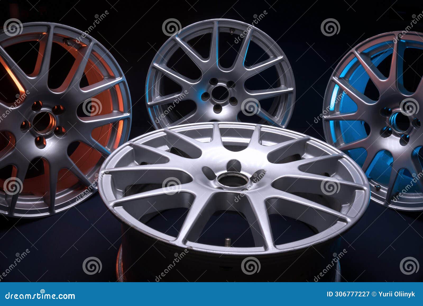Not New 18-radius Light Gray Auto Rims with Red and Blue Backlighting ...