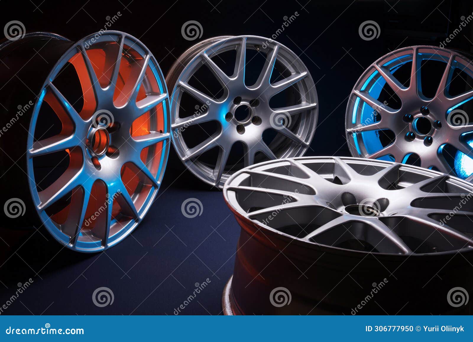 Not New 18-radius Light Gray Auto Rims with Red and Blue Backlighting ...