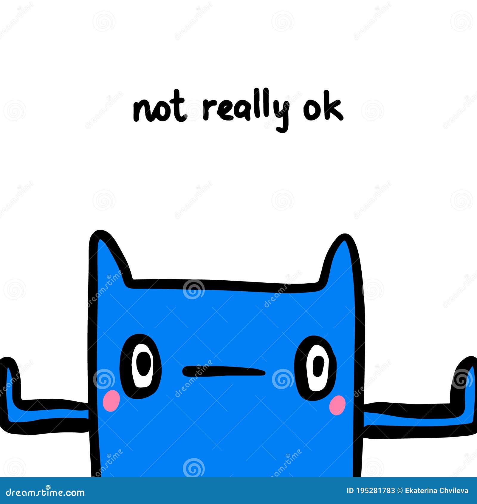 Not really Ok Hand Drawn Vector Illustration in Cartoon Doodle Style ...