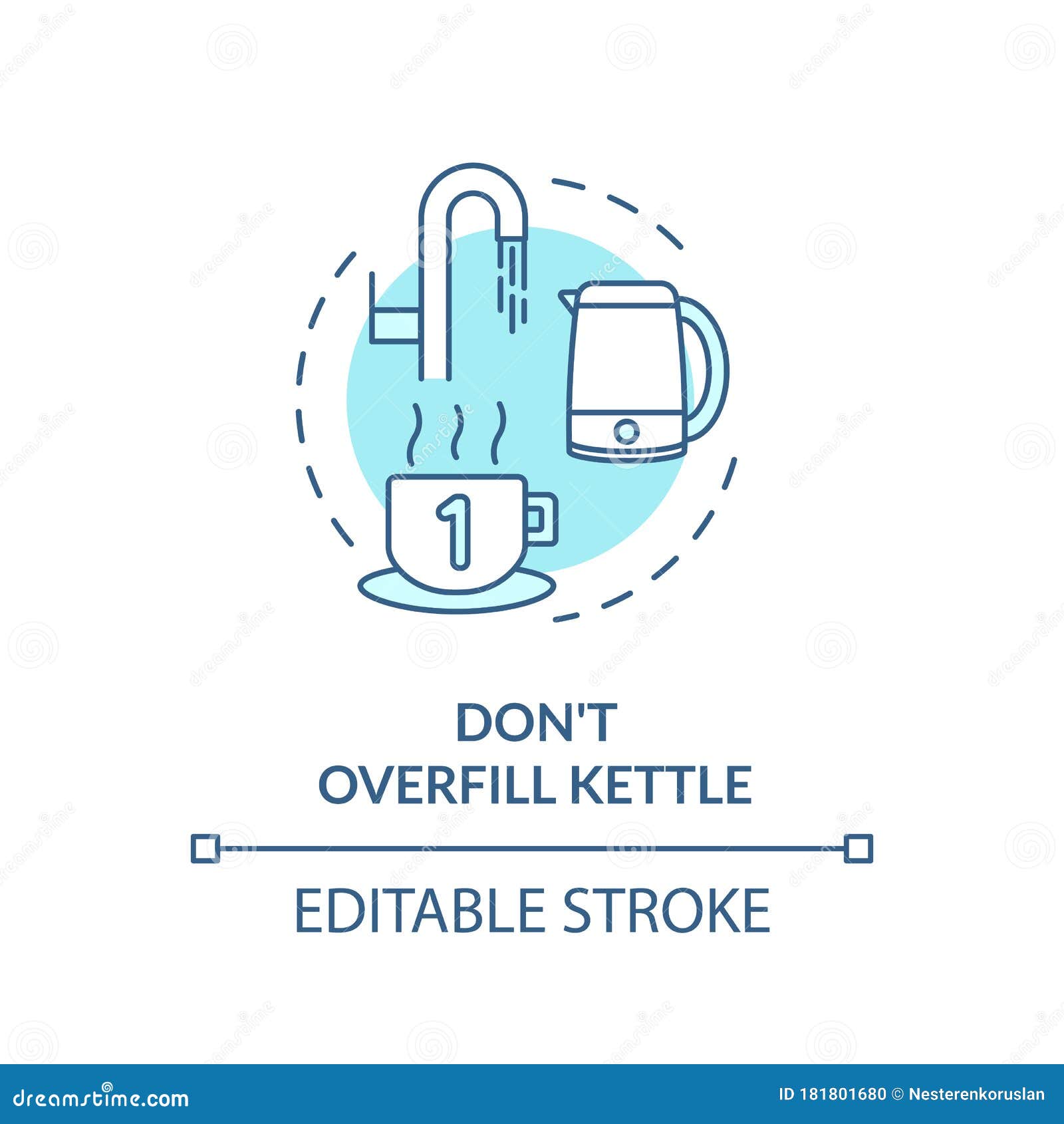 Not Overfill Kettle Turquoise Concept Icon Stock Vector - Illustration ...