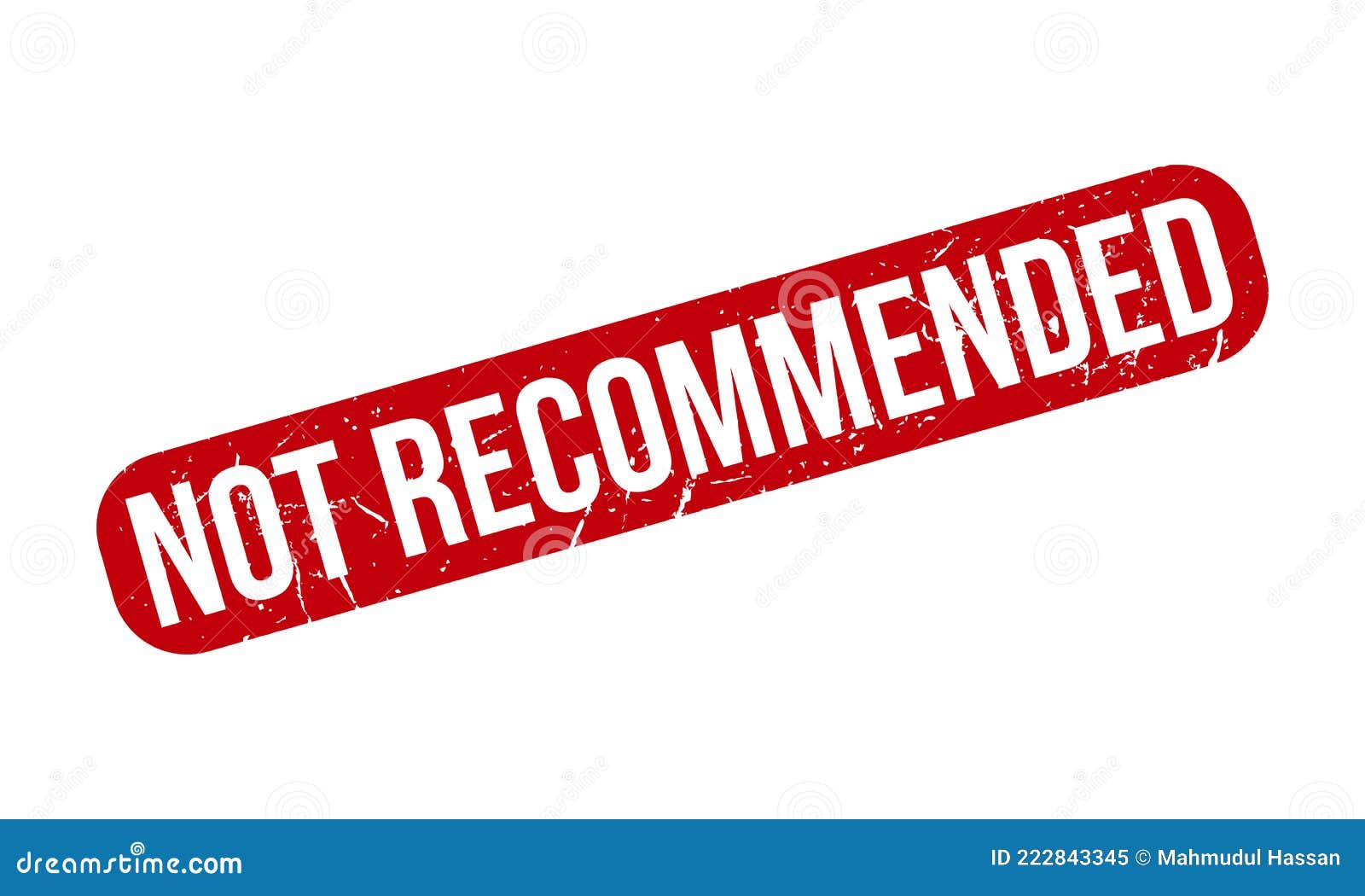 Not Recommended Rubber Stamp. Red Not Recommended Rubber Grunge Stamp ...