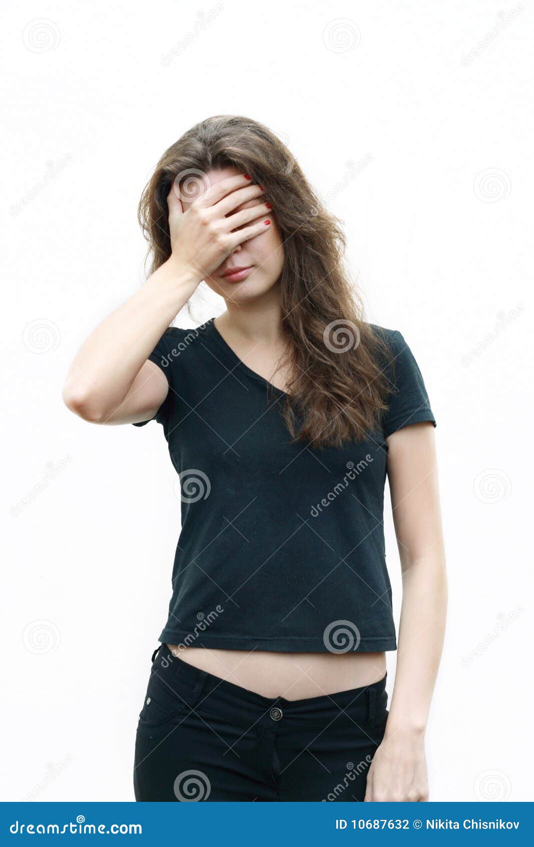 Not see stock photo. Image of woman, shut, look, white - 10687632