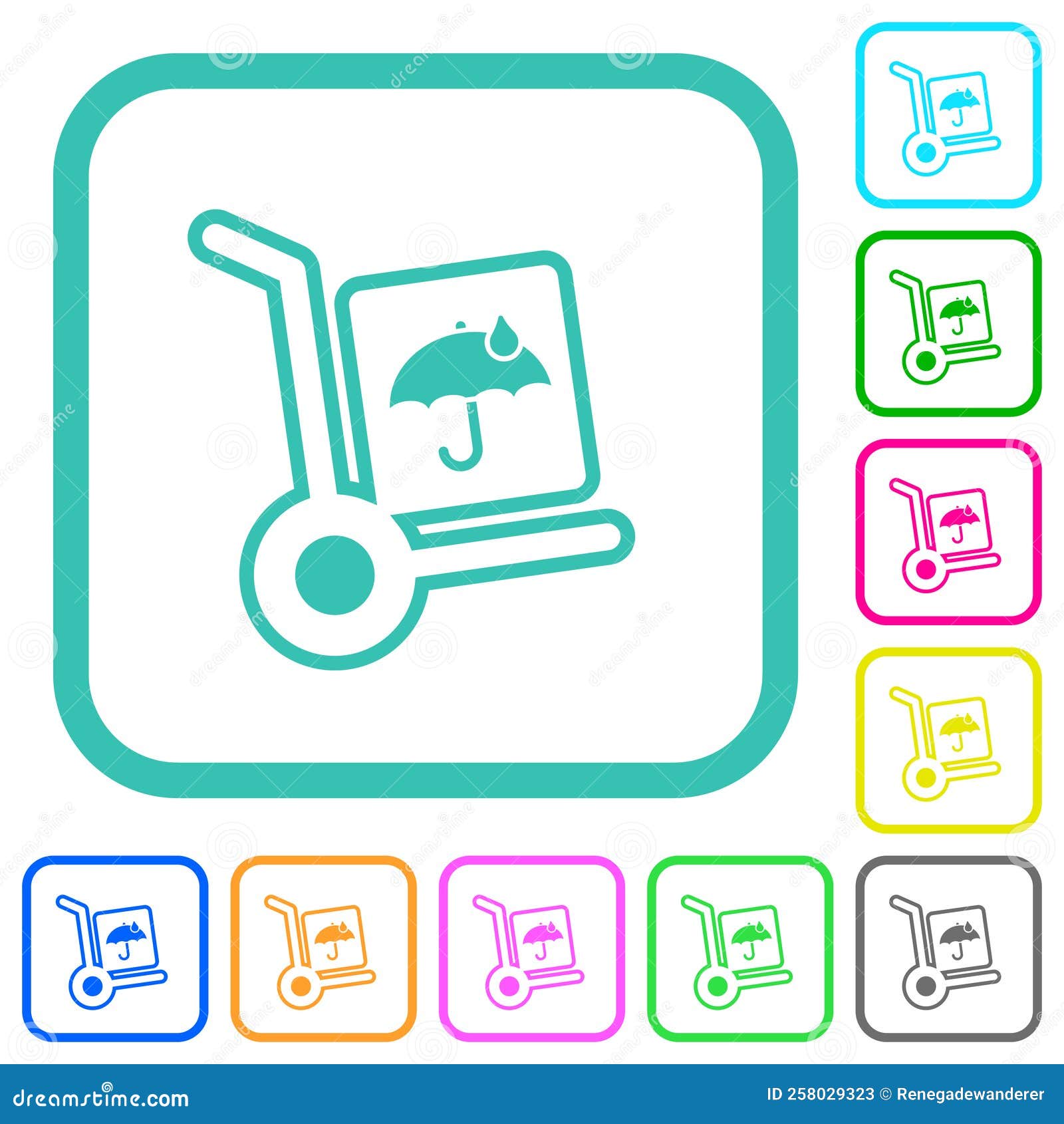 Not Waterproof Parcel Delivery Solid Vivid Colored Flat Icons Stock ...