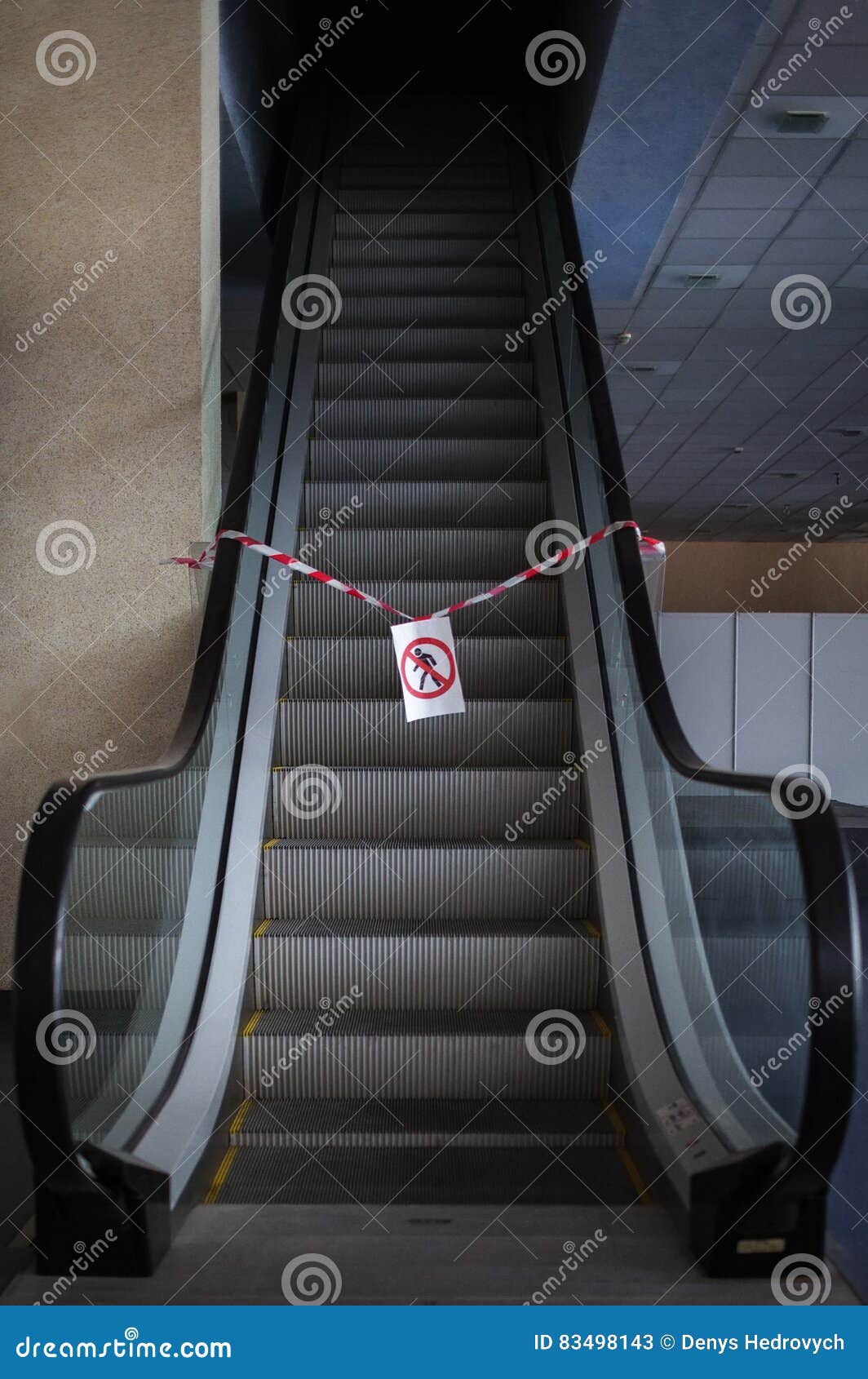 Not Working Escalator in Office Building. Stock Image - Image of lift ...